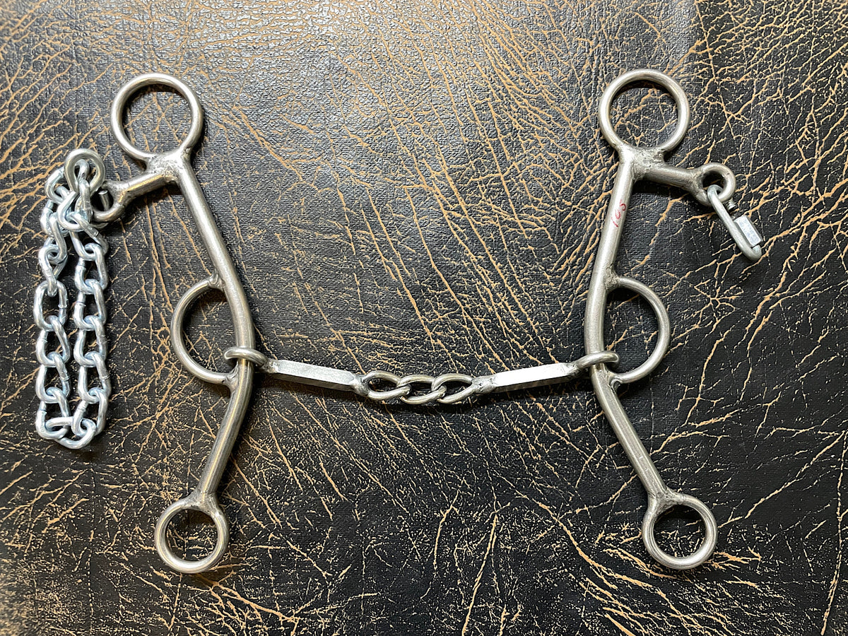 L&W Lift Bit 181 Custom Hex Snaffle Chain Mouth with Curb Set Back 8 i ...